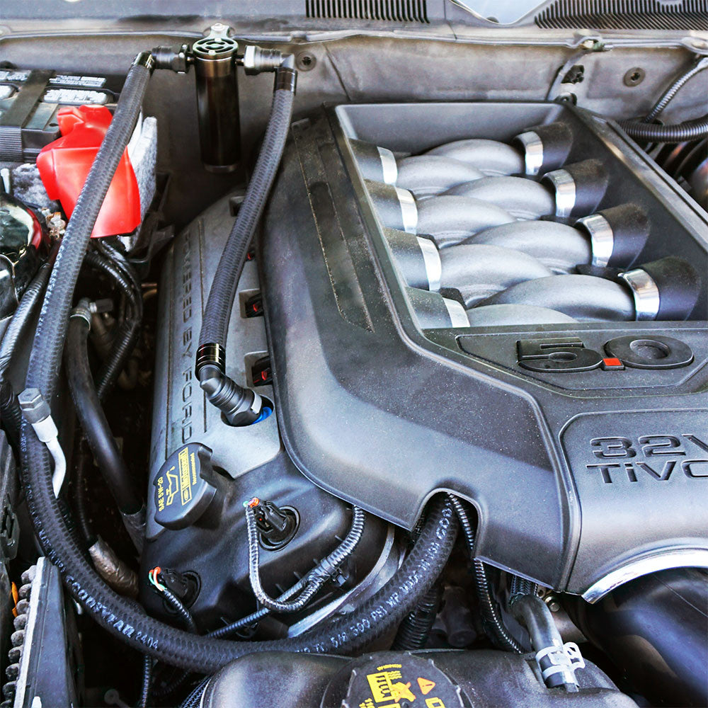 Plug N Play ™ Firewall Mount SC Oil Catch Can (fits 11-14 Mustang GT ...